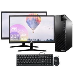 lenovo thinkcentre m93p fast desktop computer pc with dual 20inch monitor(hdmi), intel quad core i5 4570 3.20 ghz, 8gb ddr3, 256gb solid state ssd, kb, mouse, usb wifi, windows 10 pro 64-bit(renewed)