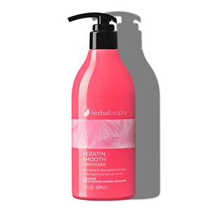 16.9 fl oz keratin conditioner, nourishing & moisturizing formula for damaged and dry hair, extra strength hydrate & repair for color treated hair, anti frizz, free of sulfate, parabens and gluten