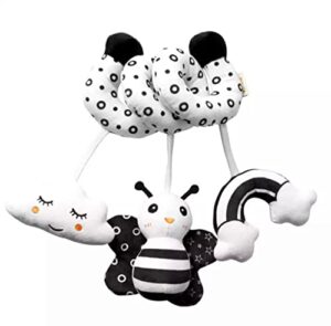 kakiblin crib decorations toy, baby crib toy hanging decorations plush toys for crib bed stroller spiral plush toys car seat travel toy for infant 0-6 months, bee