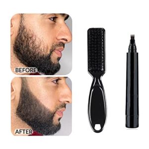 veronni black beard thickener kit with micro-fork tip applicator and bristle brush - long lasting moustache and eyebrow filler for men (black)