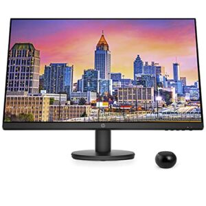 hp p27v g4 27 inch ips fhd 1920x1080 monitor bundle with hdmi, low blue light, mini bluetooth speaker for professional sound, built-in mic and remote shutter for photos