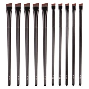 rmisodo 10 pcs angled eyebrow eyeliner brush, ultra fine eyeliner brush, slanted eyebrow brush, precision lash liner brush, professional eye makeup applicator for blending eyeshadow eyebrow eyeliner