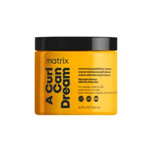 matrix a curl can dream moisturizing leave-in cream, moisturizes & defines curls for curly, coily, and wavy hair, protects from heat styling, frizz control & detangler, 16.9 fl oz