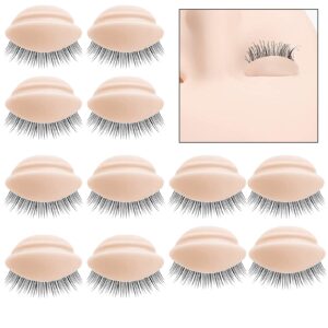 6 pairs replacement eyelids for mannequin head eyelids realistic eyelids silicone practice eyelash training eyelids removable eyelids with lashes for lash practice eyelash extensions