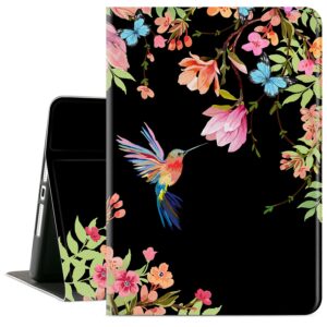 case for ipad 9th generation, case for ipad 8th generation, case for ipad 7th generation, for ipad case 9th generation 10.2 inch multi-angle view adjustable stand auto wake/sleep,flower hummingbird