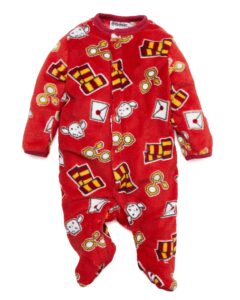 harry potter baby girls long-sleeve plush polar fleece bodysuit pajamas - baby girl clothes prints (red/white/yellow, 0-3 months)