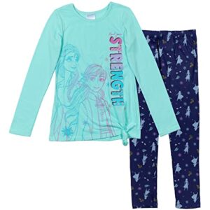 disney frozen elsa anna little boys long sleeve graphic t-shirt & leggings blue 7-8