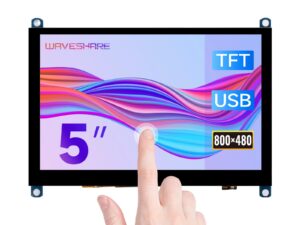 waveshare 5inch capacitive touch screen lcd slimmed-down compatible with raspberry pi 5/4b/3b+/3a+/2b/b+/a+/zero/zero w/wh/zero 2w cm3+/4 800×480 resolution hdmi toughened glass panel supports windows