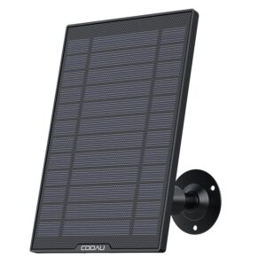 cooau solar panel for outdoor security camera, waterproof solar panel with 10ft usb cable compatible with dc 5v rechargeable battery camera, continuous power supply for security camera (no camera)