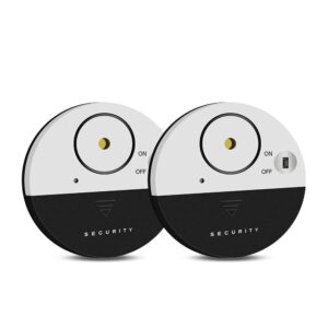 2 pack home security anti-theft window & door alarm, ultra-slim loud alarm vibration sensor detector for warning burglars intruder, good for home, office, rv, dorm room (2)