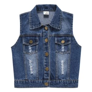 adaliafaye unisex baby boys girls lapel vest children short section sleeveless denim jacket for little boys girls