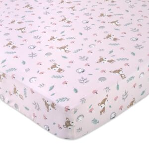 fisher price cotton fitted crib sheet woodland wonders forest themed nursery bedding sheet 28 x 52” fitted crib sheet for girls for standard crib mattress