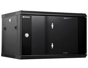 rackpath 6u performance wall mount server cabinet network rack enclosure, quiet cooling fan, locking glass door, black