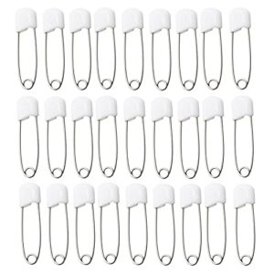 artcxc 1box(100pcs) white 55mm/ 2.2 inch safety pins plastic head stainless steel diaper pins safety locking cloth diaper nappy pins