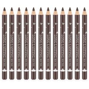 go ho 12 pcs dark brown eyebrow eyeliner pencils,sweatproof eyebrow pencil,long-lasting nice color eye brow gel pen makeup brow tint sticks（dark brown）