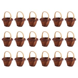 20pcs decorative mini flower basket wedding candy basket wood woven basket fruit picnic food basket for wedding party favors kitchen light yellow