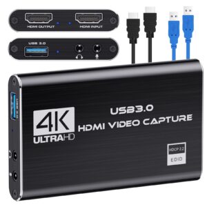 digitnow audio video capture card,4k hdmi usb 3.0 capture adapter video converter 1080p 60fps portable capture device for video game recording live streaming broadcasting,support ps4 xbox one camera