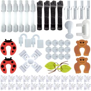 child proofing kit: baby proof set 75 pieces magnetic cabinet locks outlet covers flexible adhesive corner edge guards adjustable size safety furniture latches kitchen cupboards drawers cabinets doors