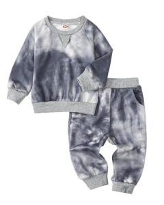 mioglrie 4t boy clothes tops pants outfits set little boy clothes sweatsuits baby boy's clothing tie dye baby boy outfits gifts grey 5t boys clothes