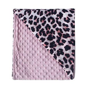 messy code baby blanket super soft minky plush blanket with double layer dotted backing for babies,pink leopard printed reversible blanket 30x40 inch