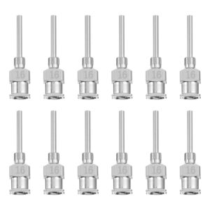 exceart 12pcs dispensing needle blunt tip stainless steel lock needles accuracy precision- yringe needle (16g)