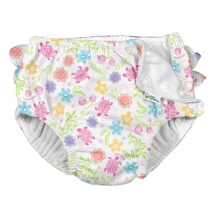 i play girls reusable absorbent baby swim diapers white turtle floral 18 months