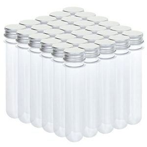 60 pack 45 ml plastic test tubes with caps, candy tube containers 140x25mm, clear test tubes for candy, plastic test tube container for scientific experiments, party favors, bath salts, storage tube