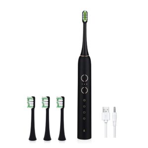 north lover smart sonic rechargeable electric toothbrush with 4 replacements (black)