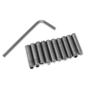 bairong 10pcs 304 stainless steel allen head hex hexagon socket flat point set screw end grub headless bolt 1/4-20 x 1" with hex drive wrench