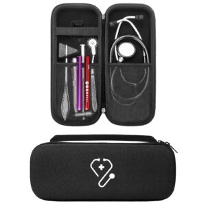 yinke stethoscope case for 3m littmann classic iii/cardiology iv/lightweight ii s.e. & mdf acoustica stethoscope, hard organizer storage bag for nurses and doctors accessory (black)