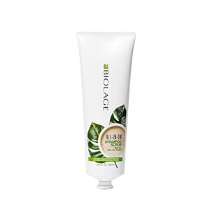 biolage all-in-one multi-benefit shampoo scrub | cleanses, detoxifies & gently exfoliates scalp | for all hair types | vegan | 8.45 fl. oz.