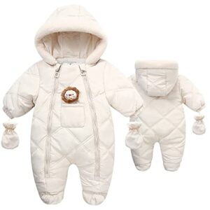 fairy baby infant baby winter snowsuit coat romper hoodied footie outwear warm jumpsuit for girls boys 6-9 months