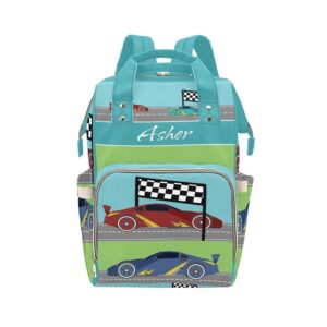 race car personalized diaper bag backpack tote with name,custom travel nappy mommy bag backpack