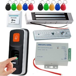 hena hernas complete set access control kit, 1000 fingerprints and 1000 cards rfid keypad with upgraded 180kg (380lbs) magnetic lock and professional power supply, for door lock security, multicolor