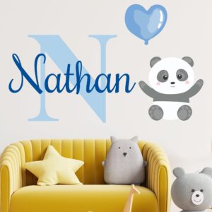 egd custom name and initial panda wall decals | panda decorations for kids | room decorations for boy & girl | nursery wall decor | panda party decorations | multiple customization options