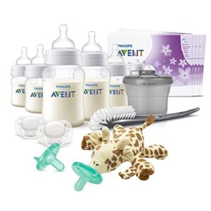 philips avent anti-colic baby bottle with airfree vent essentials gift set, scd308/02, white