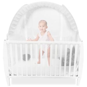 toyzbay crib net to keep baby in-crib tent to keep baby from climbing out- pop up crib mosquito net tents cover- baby crib netting- baby safety crib tent