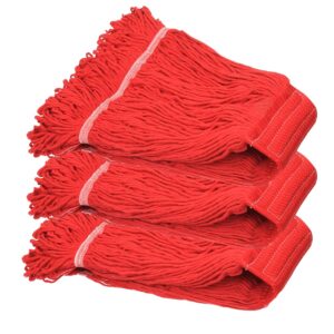 heavy duty wet industrial cleaning mop head – mop head replacement perfect cotton washable mop head replacement for commercial & home cleaning（red）