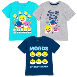 pinkfong baby shark daddy shark mommy shark infant baby boys 3 pack graphic t-shirts blue/grey 24 months