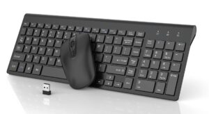 racegt wireless keyboard mouse combo, energy saving silent ultra - thin full sized wireless keyboard mouse 3 level dpi adjustable mouse for computer, laptop and desktop