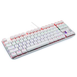 chuangquan z-66 mechanical keyboard, blue switches, wired gaming keyboard, rainbow led backlit, usb type-c cable, compact 87keys, for windows pc laprop mac