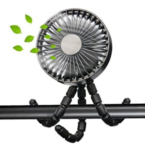 anboves portable stroller fan battery operated mini handheld personal usb fan, flexible tripod clip on fan with 3 speeds for car seat crib bike camping