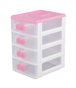 wqurc lovely girls receiving storage cabinets box room desktop makeup organizer with four-tier desk receiving drawers n pink bowknot (1)