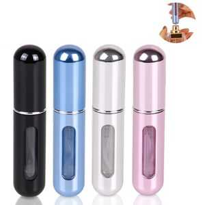 rosarden portable mini refillable perfume atomizer refillable bottle,atomizer perfume bottle,refillable perfume spray,travel size bottles,scent pump case, atomizers spray 5ml (4 pcs)