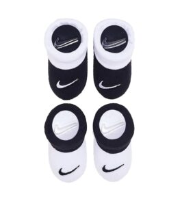 nike infant baby futura booties 2 pack (black(nn0051-023)/white, 0-6 months)