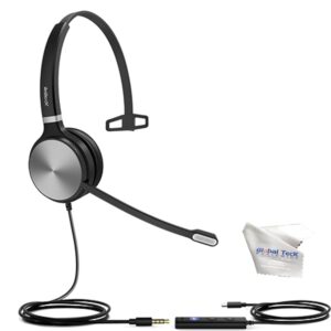 gtw yealink uh36 mono teams certified wired headset (usb connect) , connects to deskphone, pc/mac, softphones - works with teams, zoom, ringcentral, 8x8, vonage, microfiber included