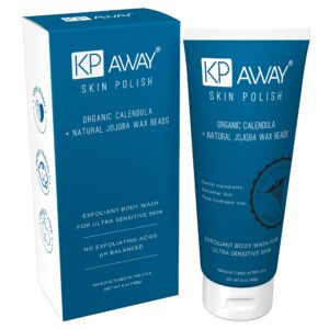 kpaway skin polish keratosis pilaris gentle exfoliating acid-free body wash for sensitive skin | natural lipid repair with jojoba wax beads, 6oz