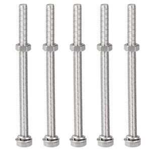 uxcell m8 x 120mm hex head screws bolts, nuts, flat & lock washers kits, 304 stainless steel fully thread hexagon bolts 5 sets