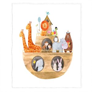 wondertify baby noah's ark throw blanket colorful baby swaddle blanket cozy, warm and lightweight 30"x40"