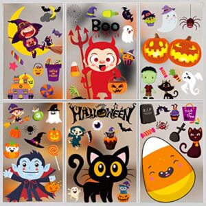 halloween window clings, cute halloween window stickers, kids halloween window decals decorations for home office indoor ourdoor decor